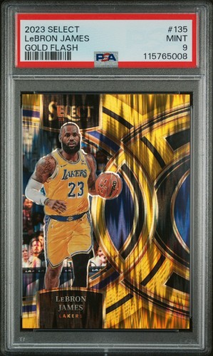 2023-24 Panini Select LeBron James Premier Gold Flash Prizm 08/10 PSA 9 ...