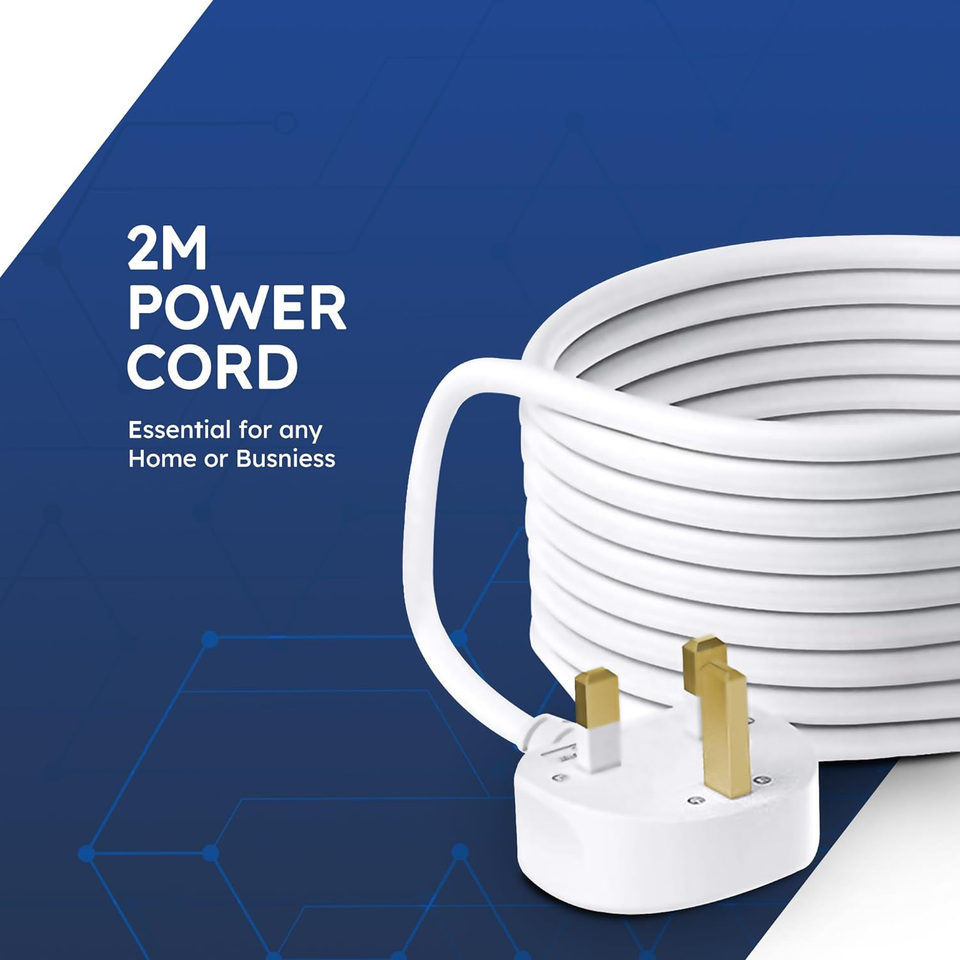 Black Electric Extension Lead 4 Gang 2 Metre | 2M Long Cable | UK Plug ...