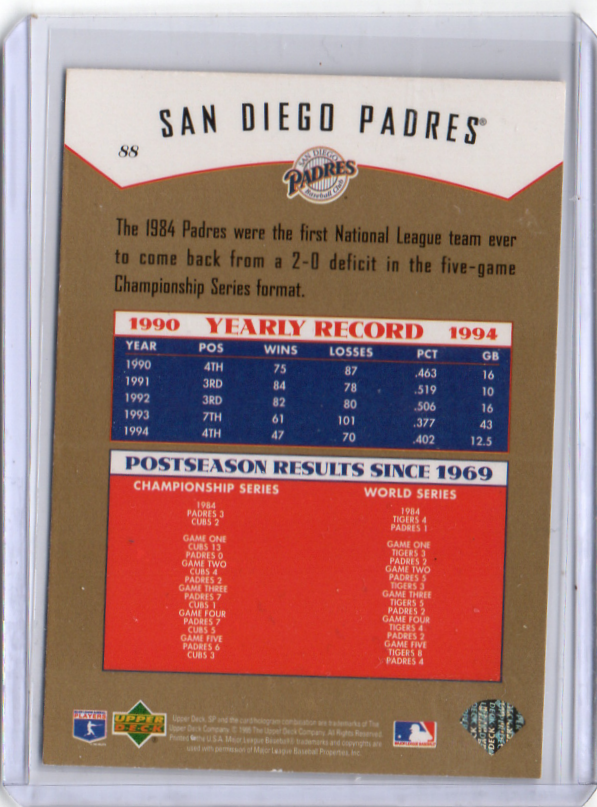 TONY GWYNN 1995 UPPER DECK SP PRO FILES CARD #88 PADRES A114 | eBay