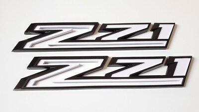 2pcs 2019-2023 Chevy Silverado Z71 Emblem OEM Fender Gloss Black White ...