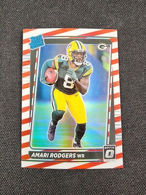 2021 Optic Football Amari Rodgers Candy Cane Freedom SP Rookie Card RC ...
