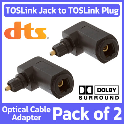 2 Pack TOSLink Male to Female 90° Cable Adapter Optical Right Angle ...