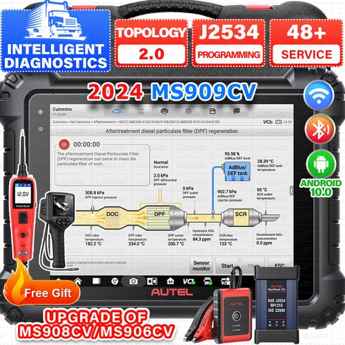 Autel MaxiSys MS909CV Scanner: 2024 Heavy Truck Tool Updated of MS906CV ...