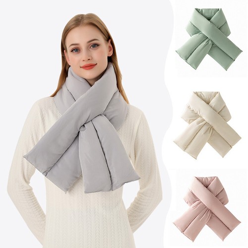 Down Cotton Cross Ring Scarves Windproof Down Cotton Scarf Women Men ...