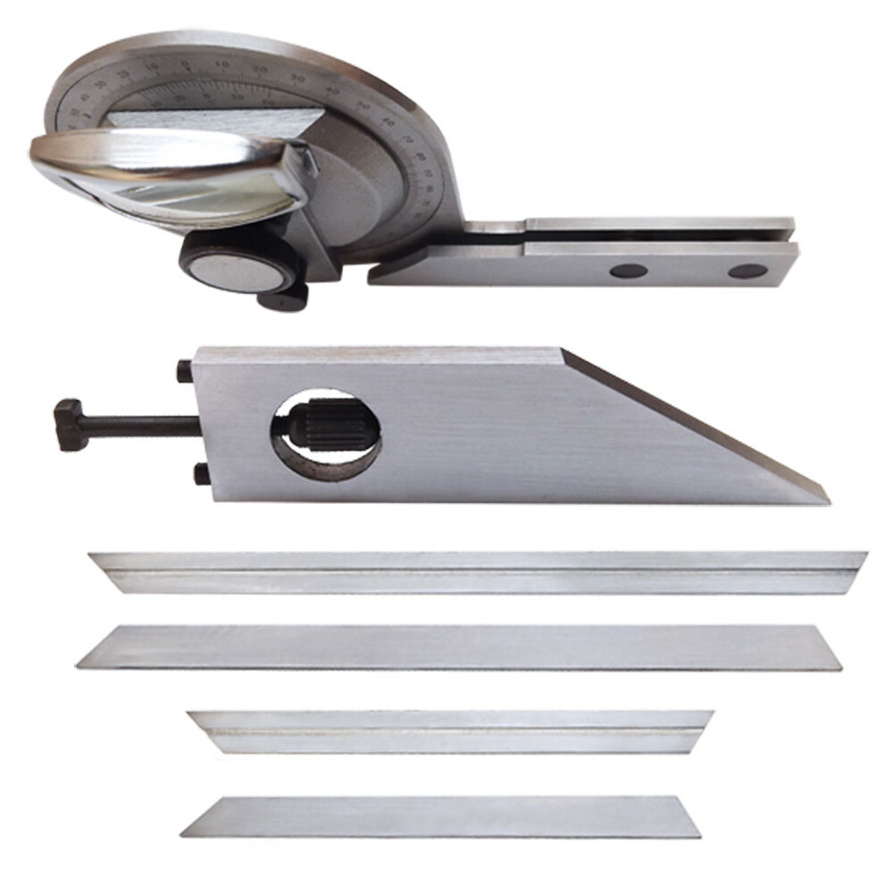 UNIVERSAL BEVEL DIAL PROTRACTOR MAGNIFIER 6 12" BLADES SATIN 360 ...