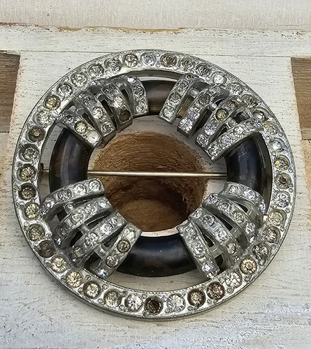 VINTAGE ART DECO Crystal Rhinestone Brown Tortoise Resin? Brooch Pin | eBay