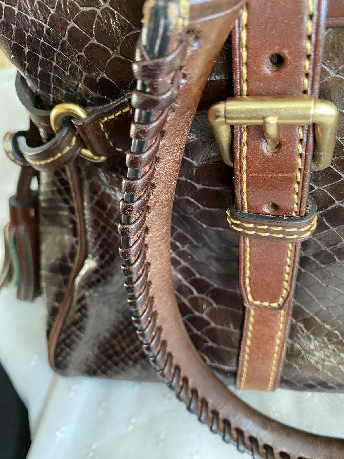 Dooney & Bourke Snake Embossed Leather Domed Satchel … - Gem