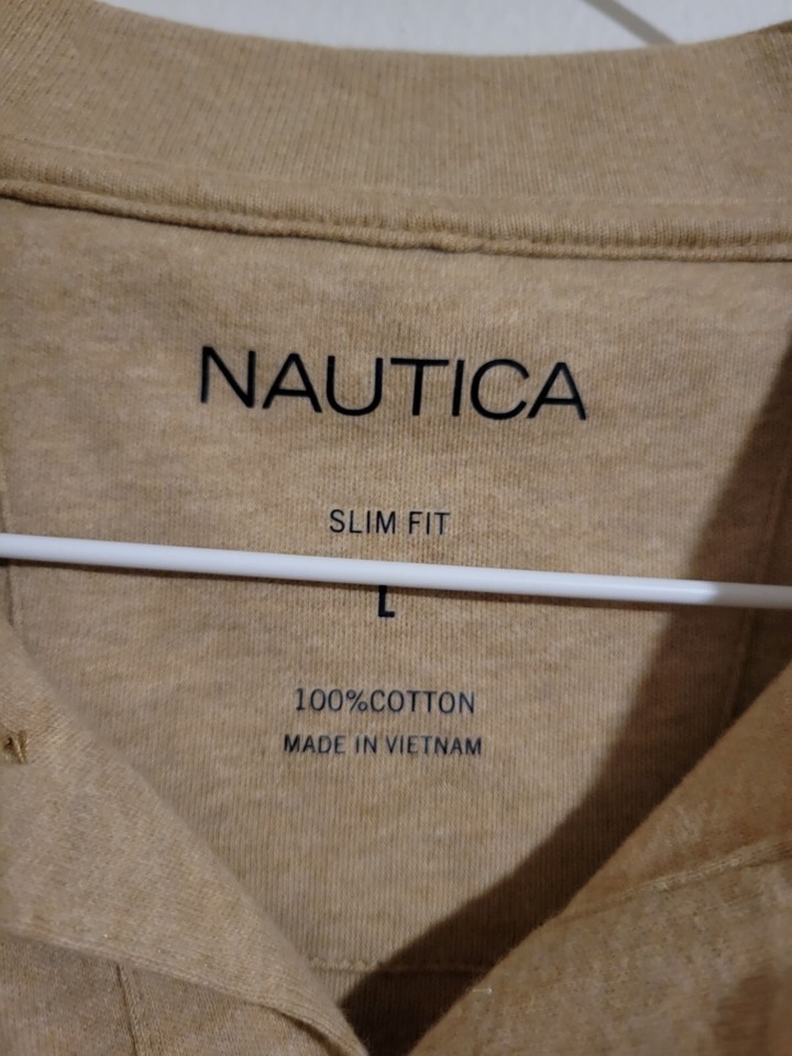 Nautica Slim Fit Polo Shirt Large Tan Polo Rugby Golf Work Yacht ...