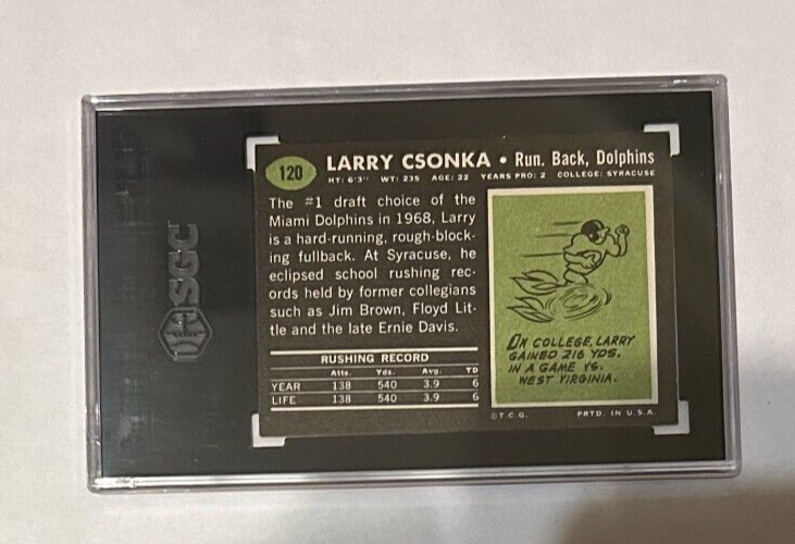 1969 Larry Csonka Topps #120 Miami Dolphins Graded SGC 7 NM MINT | eBay