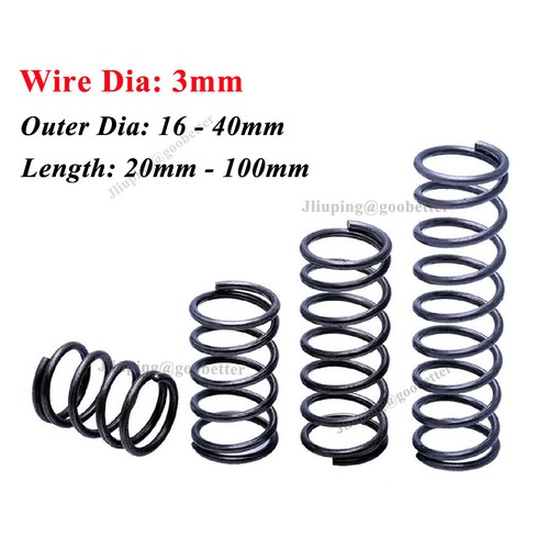 Compression Steel Spring Wire Dia 3mm OD 16-40mm Pressure Coil Springs ...