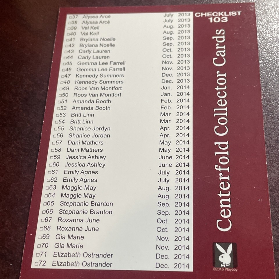 Playboy Centerfold Update 7 Base Set 104 Cards 2012 Thru 2016. Combined Shipping | eBay