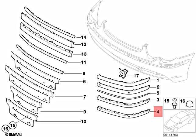 Genuine BMW E65 E66 Bumper Impact Strip Primed Right Front OEM ...
