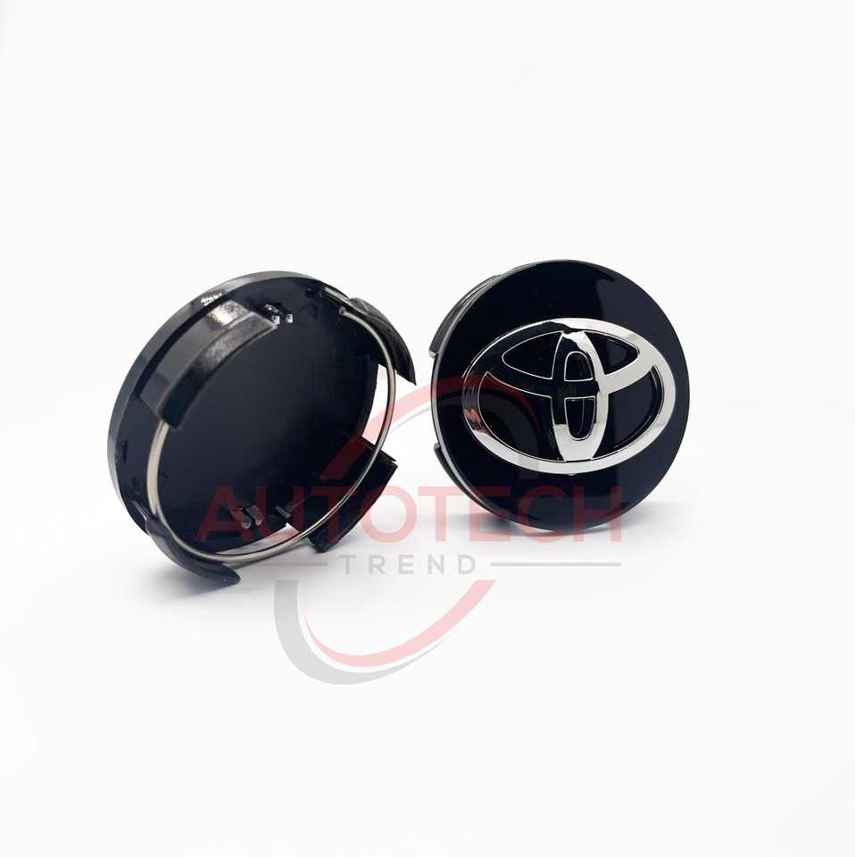 SET OF 4 TOYOTA WHEEL RIMS CENTER CAPS BLACK/CHROME LOGO 62MM CAMRY ...