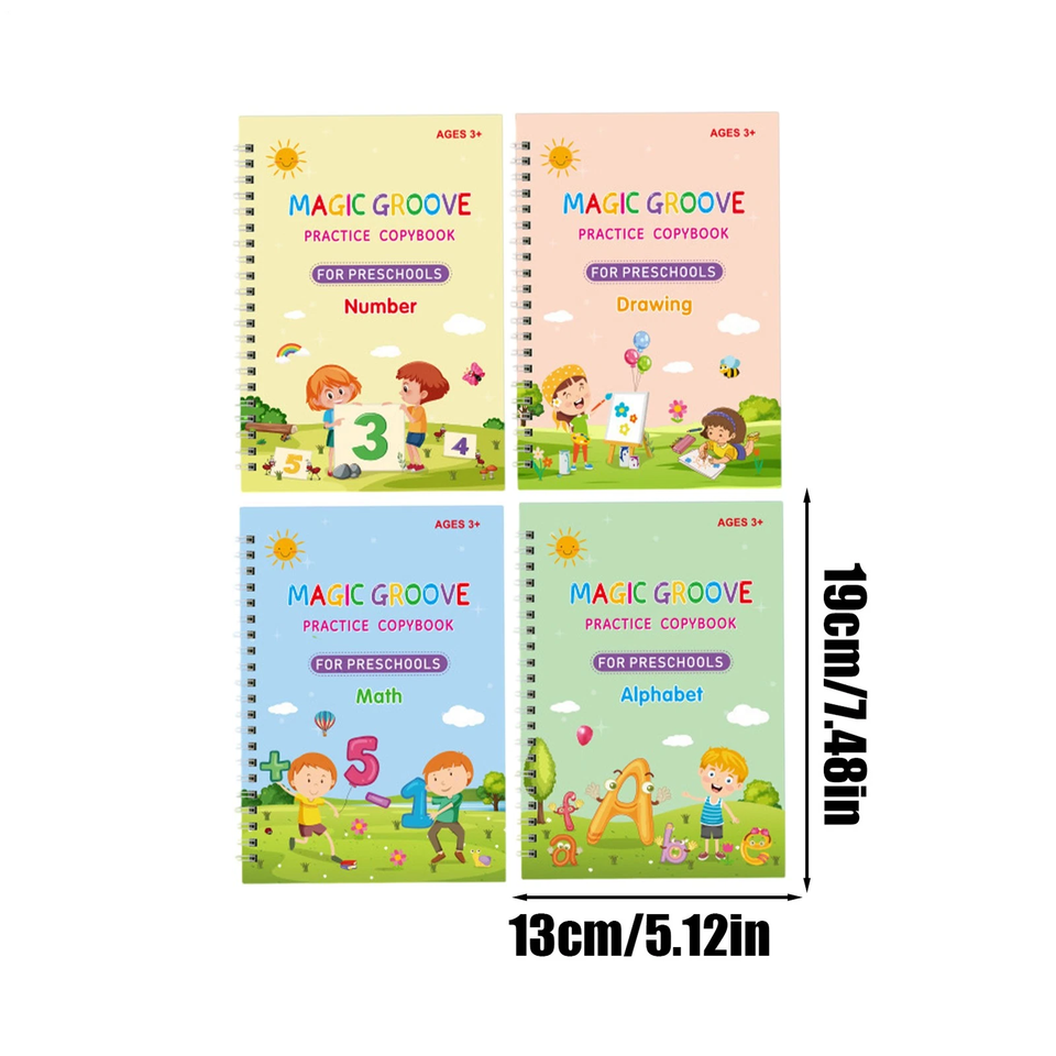 16Pcs Grooved Magic Practice Copybook Set Boys Girls Handwriting Book ...
