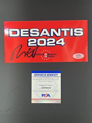 Ron DeSantis Signed 2024 Campaign Bumper Sticker PSA/DNA Florida ...