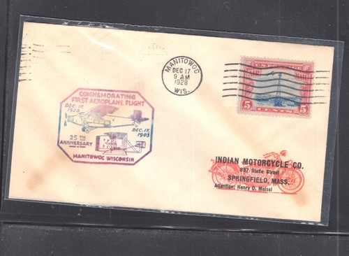 US first flight cover 1928, Indian Motorcycle ad cover, nice item | eBay