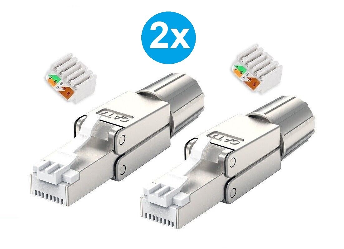 CAT7 Netzwerkstecker RJ45 Netzwerk Stecker werkzeuglos Verlegekabel ...