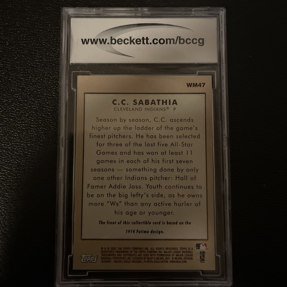 2007 Topps Walmart Card C.C. Sabathia #WM47 Graded BCCG 10 MINT hall of ...