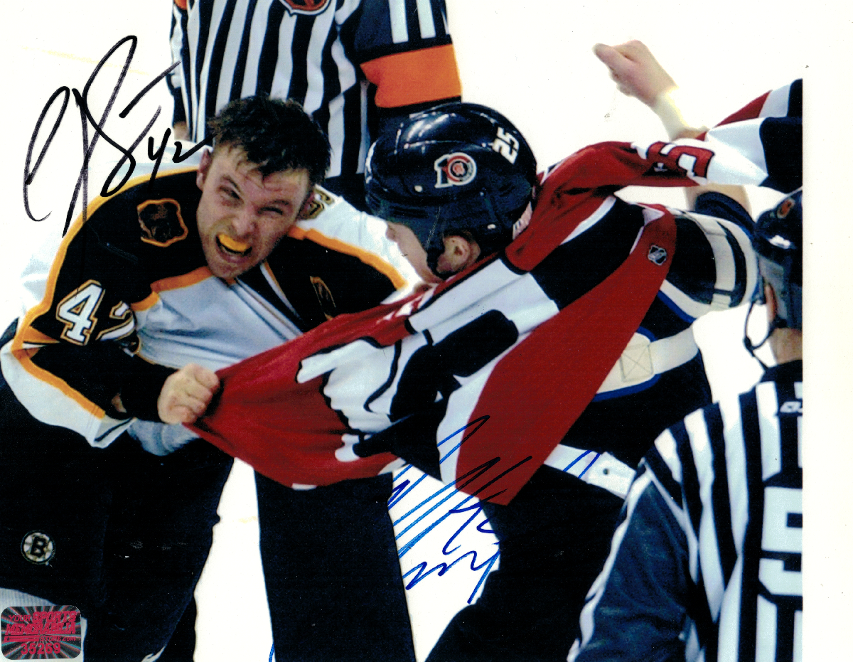 PJ Stock Chris Neil Bruins Senators Dual Signed 8x10 Fight Photo COA | eBay
