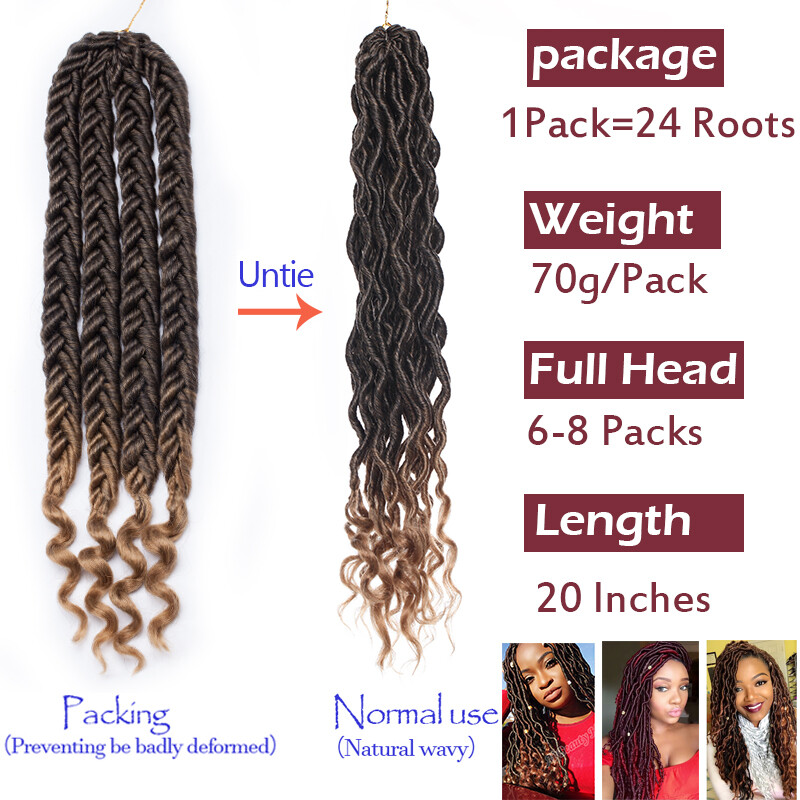20" Natural Faux Locs Curly Crochet Braids Real Locs Braiding Hair as ...