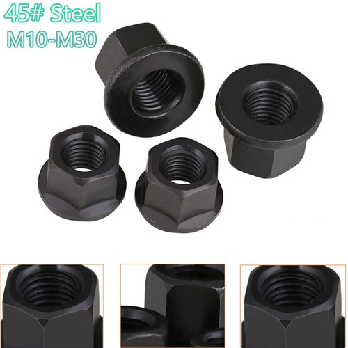 M10 M12 M14 M16 M18- M30 Black Steel Flange Hexagon Nuts Thicken Hex ...