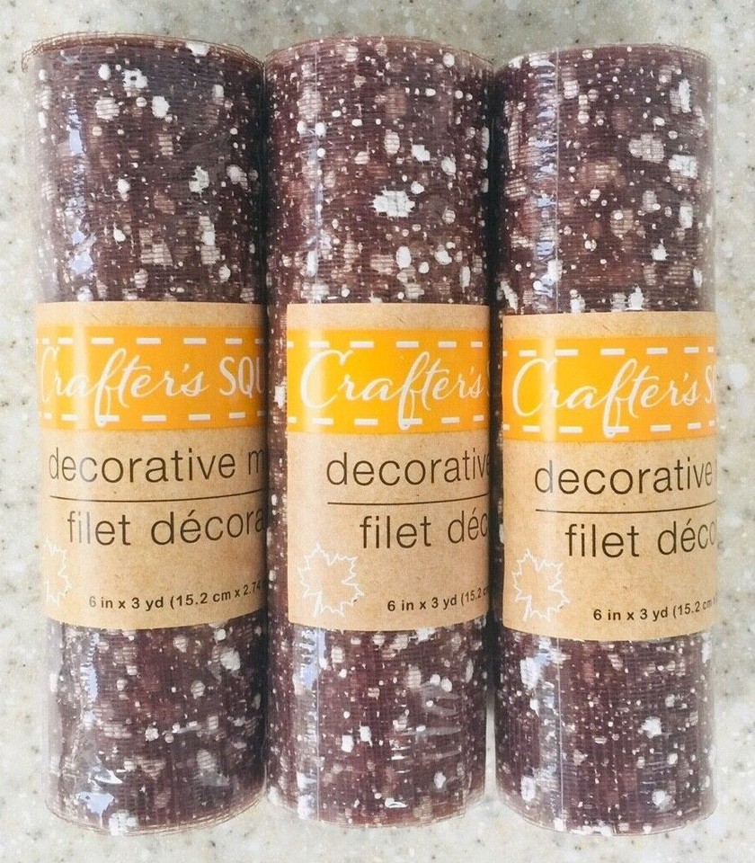HARVEST Splatter Flocked DECO MESH Ribbon DIY Craft Wreath 6” x 3yd ...