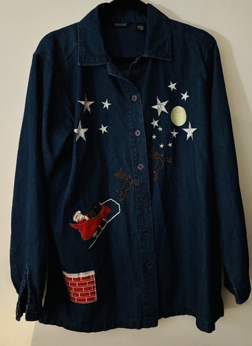 Austin Clothing Co Womens Size Large Longsleeve Button Up Denim Santa ...