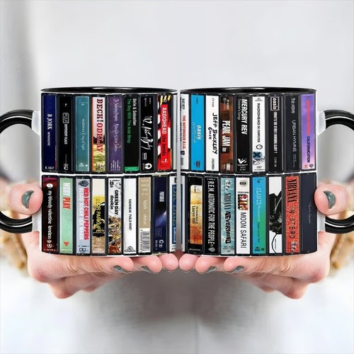 90s Music Albums Cassette Collection Retro Accent Edge-to-Edge Printed ...