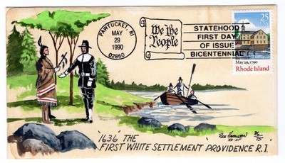 #2348 Rhode Island 25c FDC 1990 Russ Hamilton Hand-painted #36/75 | eBay
