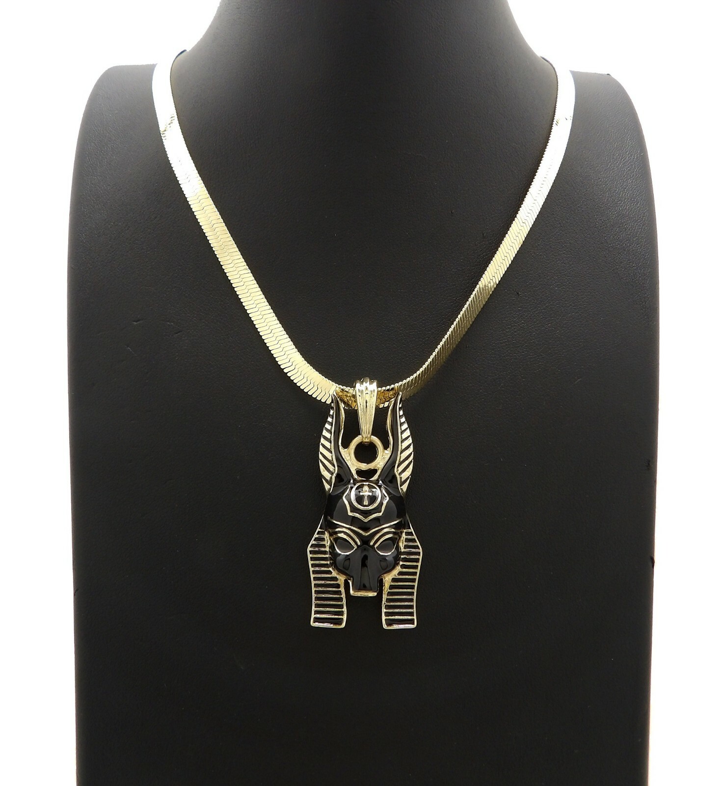Hip Hop Egyptian ANUBIS Pendant & 18" 20" 24" Herringbone Chain Bling ...