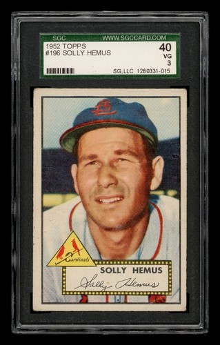 1952 Topps Set-Break #196 Solly Hemus Rookie SGC 3 VG | eBay