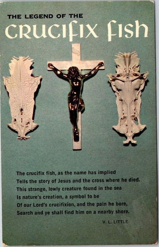 Crucifix Fish Legend Vintage Chrome Postcard Unposted A85 | eBay
