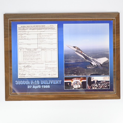 Vintage LOCKHEED MARTIN wooden plaque for the 3500th Delivery F-16 ...