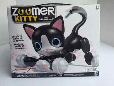 Spin Master Zoomer Kitty Tuxedo Cat Interactive Robot Cat Charger Cat ...