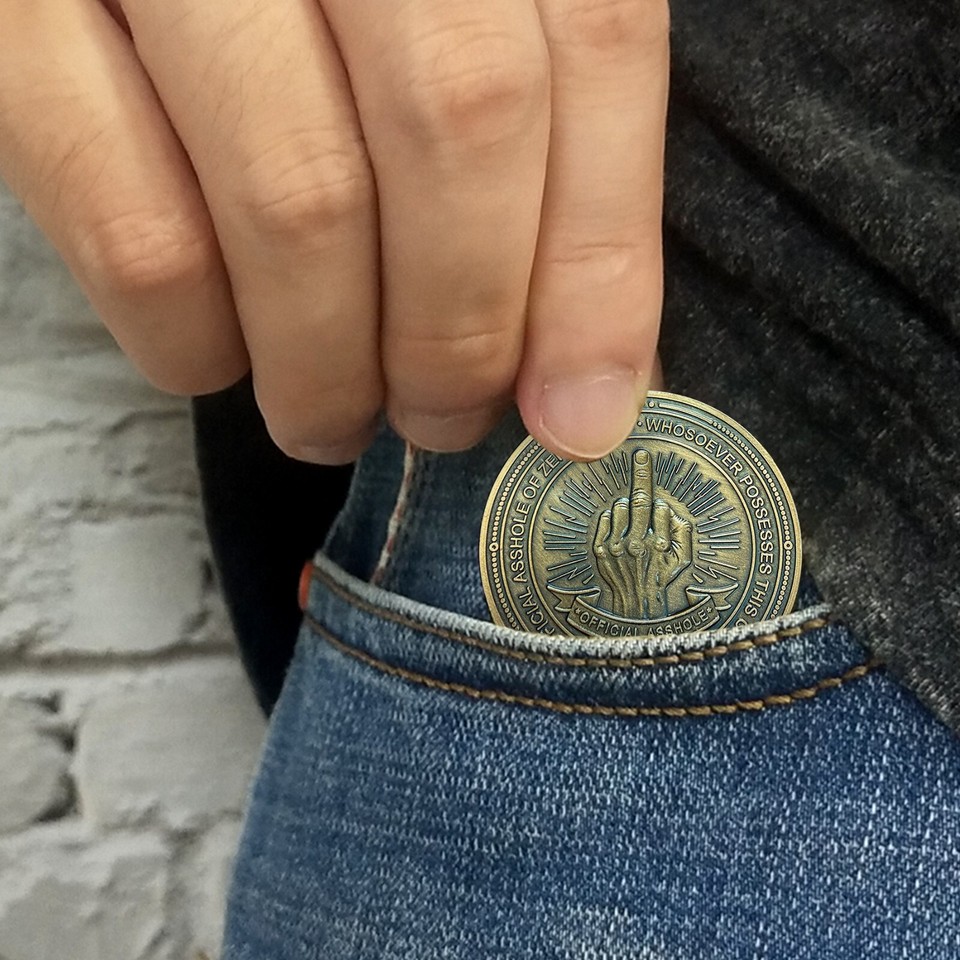 5XOfficial A**hole Middle Finger Coin Funny Novelty Challenge Coin ...