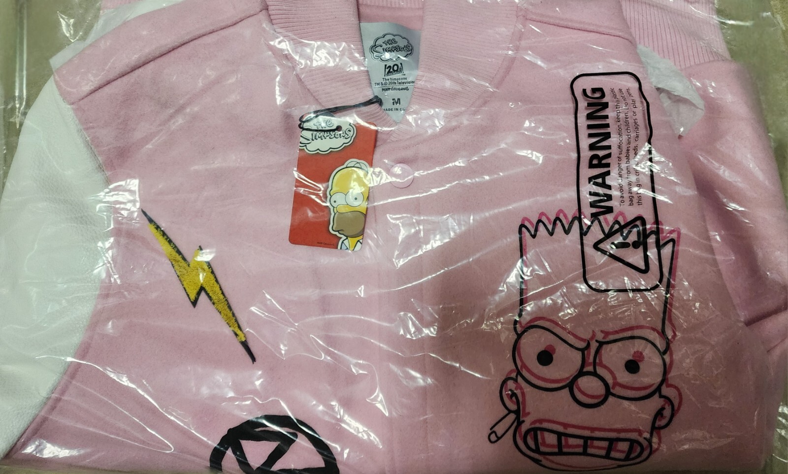 Freeze Max The Simpsons Pink/White Polished Punk Bart Varsity Full Zip ...