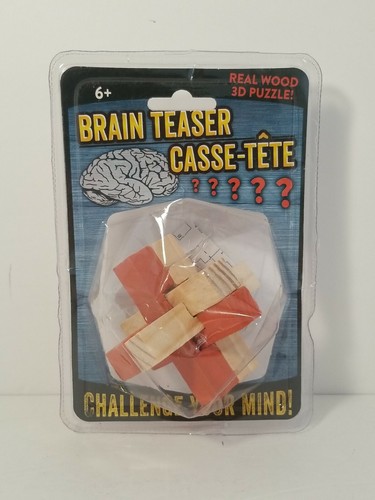 BRAIN TEASER CASSE-TETE Real Wood 3-D PUZZLE. New. factory sealed ...