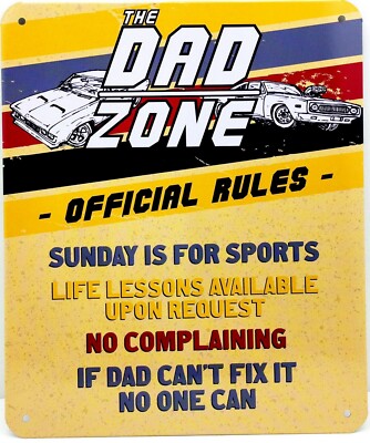DAD ZONE OFFICIAL RULES - Small Home Decor Metal Plaque Sign - 7" X 6 ...
