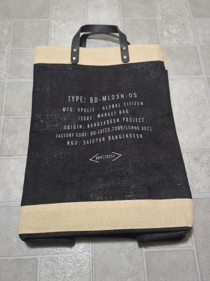 APOLIS Tote Bag Global Citizen Canvas Jute Bangladesh Project Petaluma ...
