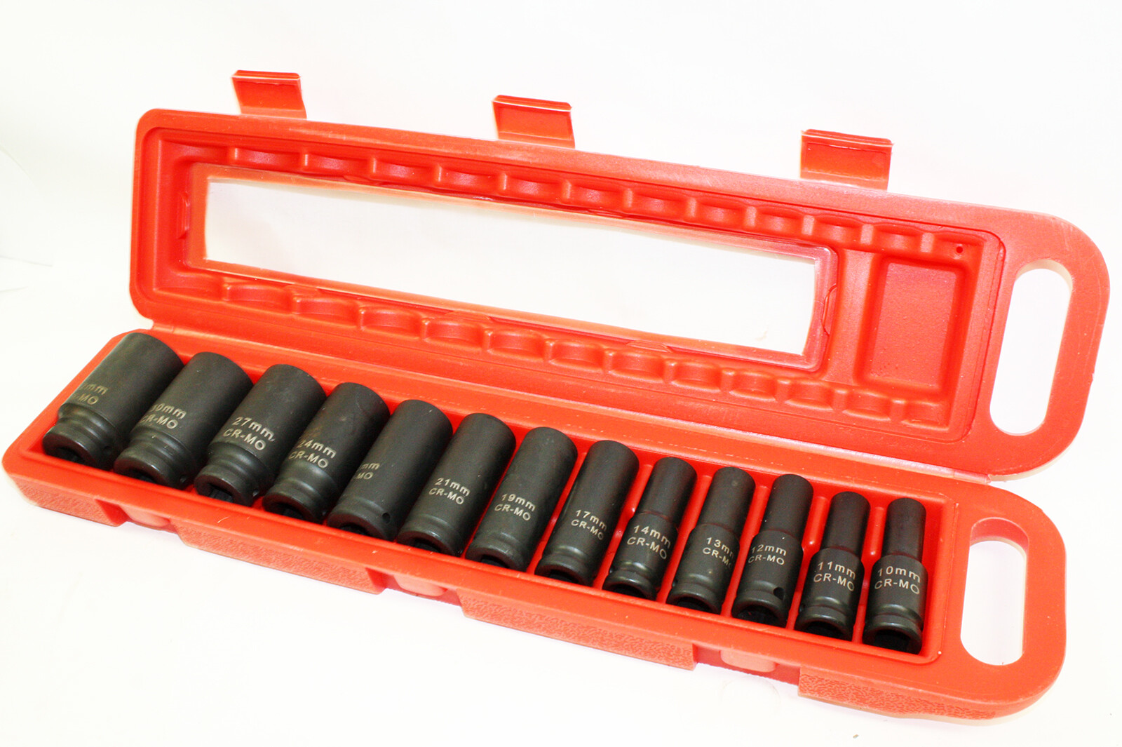 13pcs CR-MO 1/2" Dr. Metric 12 Pts Deep Spindle Axle Impact Socket Set ...