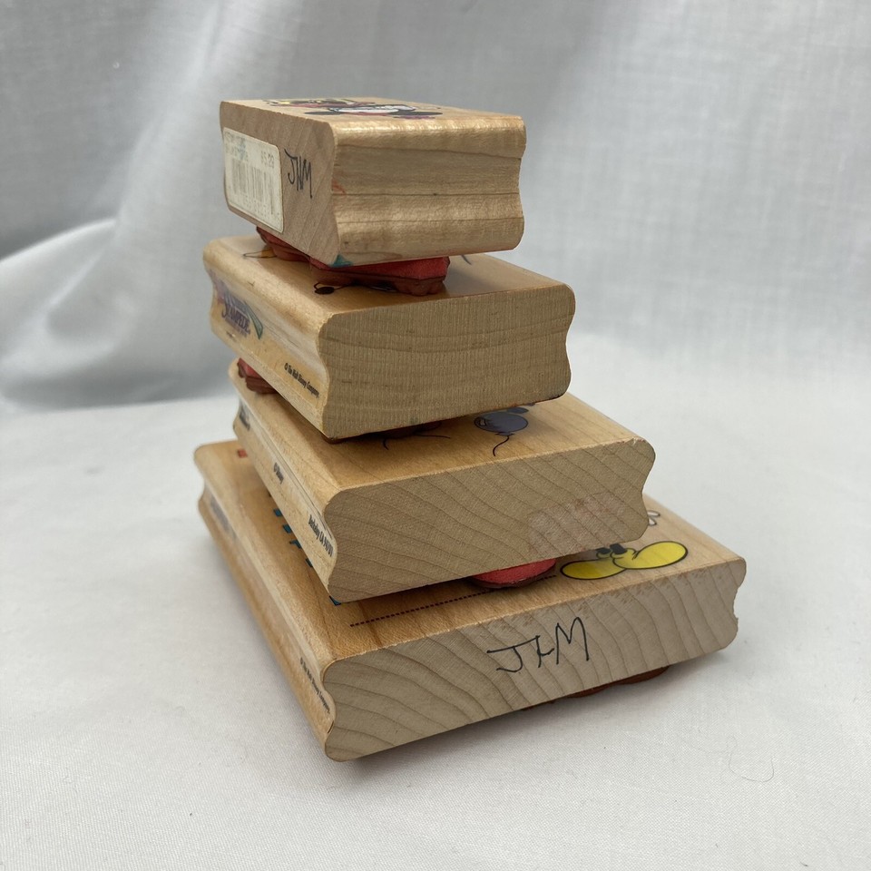 4 Disney Mickey Minnie Mouse Rubber Stampede Stamps Pluto Party You're ...