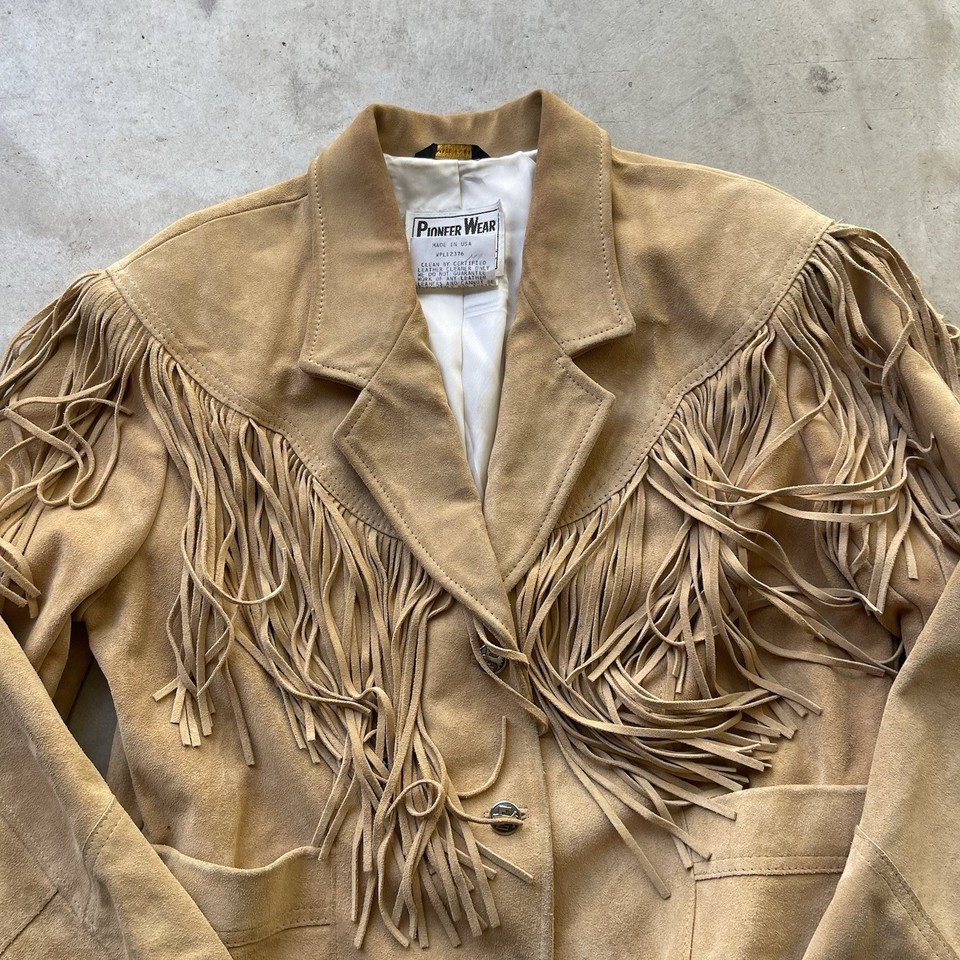 True Vintage 70s Pioneer Wear Leather Suede Fringe Jacket Western ...