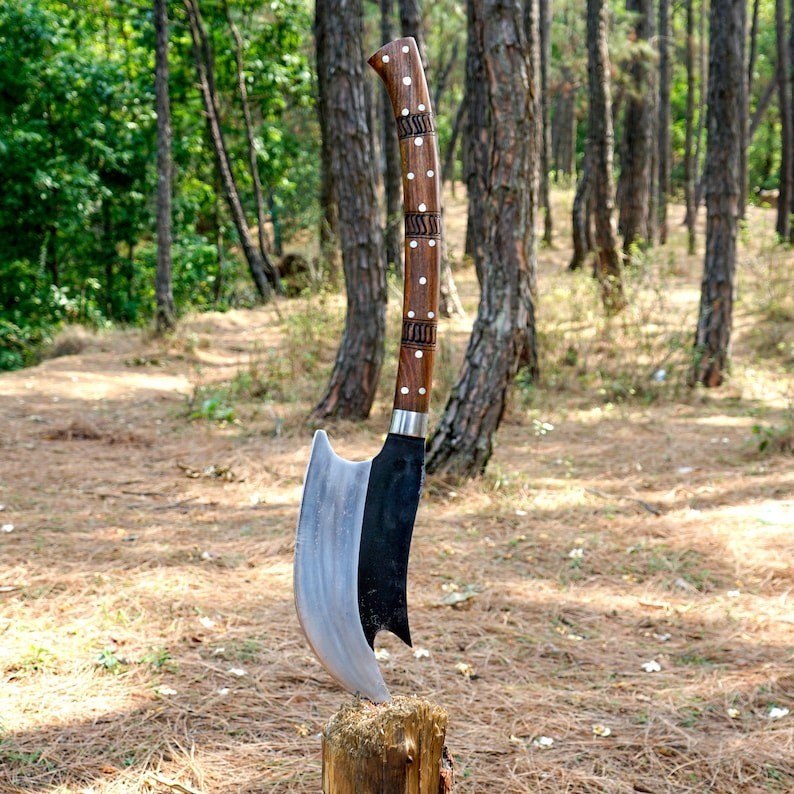 Custom Handmade Carbon Steel Blade Long Haft Viking Axe | Hunting Axe ...