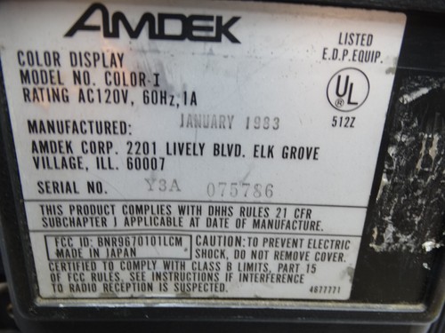 Amdek Color-I Plus CRT Monitor 13in Tested Works | eBay