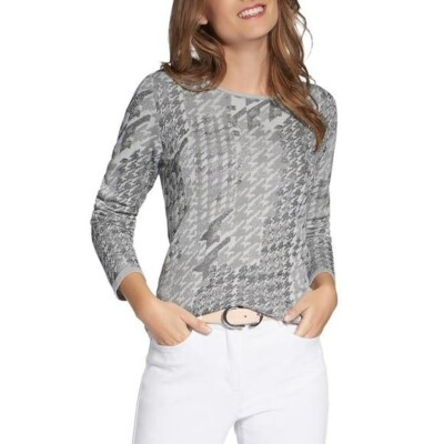 NWT New Basler Houndstooth Cotton Viscose Knit Sweater Top Size L | eBay