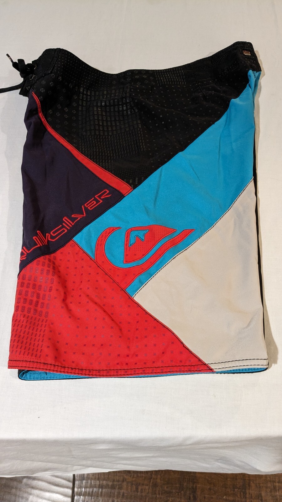 Vintage Quicksilver Board Swim Shorts Black Red Blue … - Gem