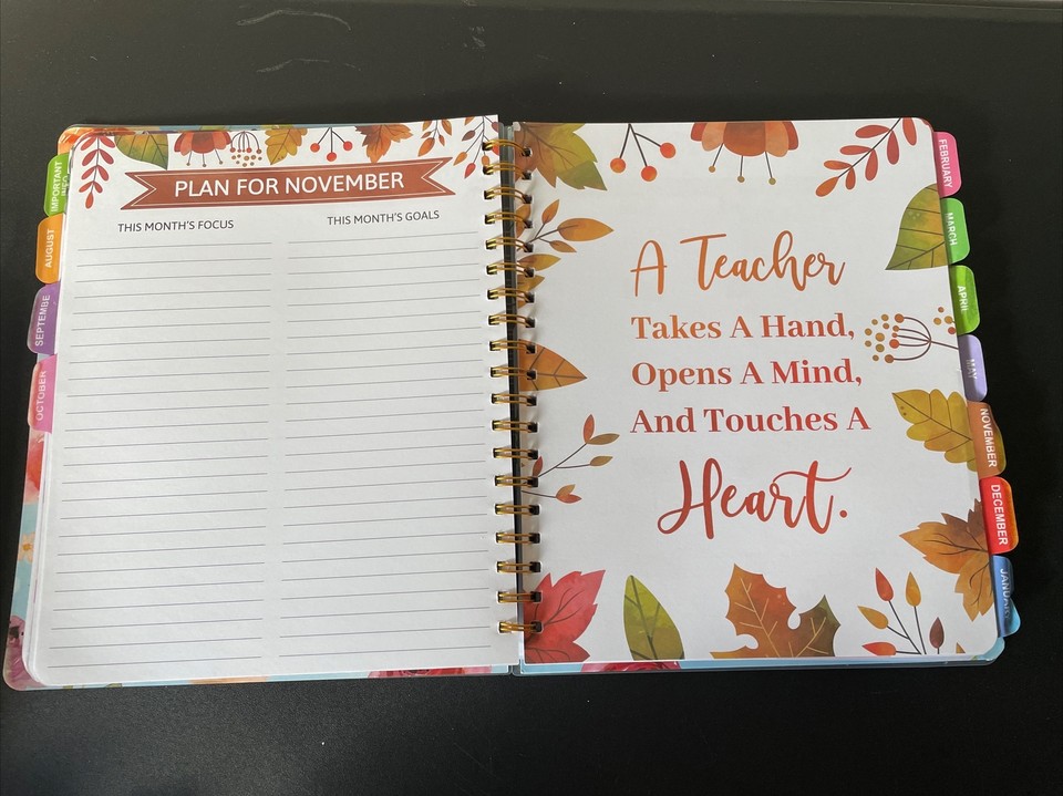Undated Teacher Planner Daily Weekly Monthly Spiral Bloom Planner 11"×9 ...