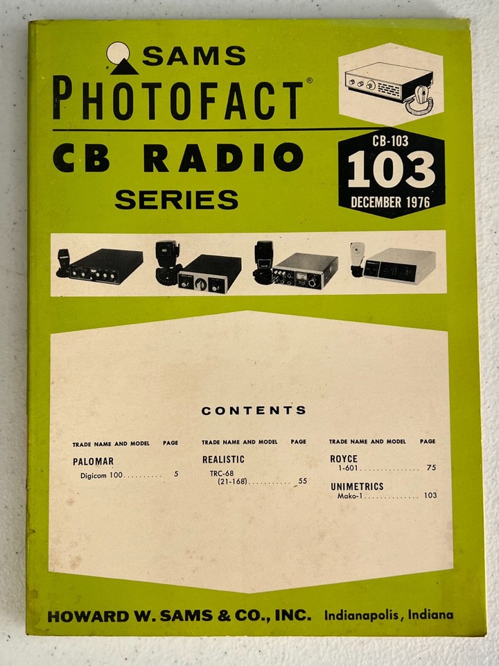 Sams Photofact Manuals CB Radio Series Instruction Sam’s VTG CB-68 to ...