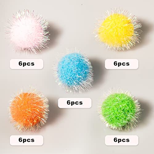 VAPKER 30 Pcs Chat Ball Jouets Sparkle Balls Extra Large 2 Pouces Cat's ...