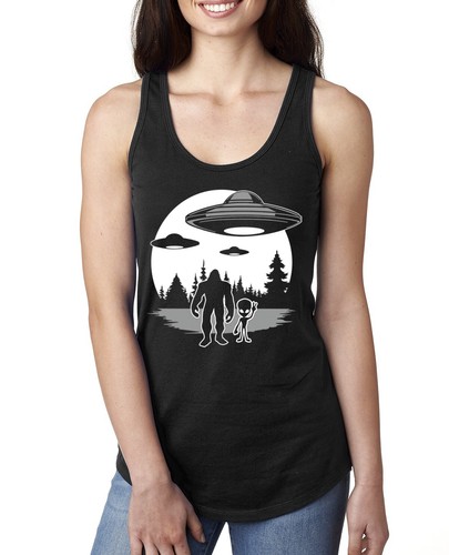 Silhoutte UFO Aliens Sasquatch Ladies Racerback Tank Top | eBay